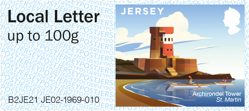 Post & Go JE02: Jersey Coastal Towers – Jersey Stamps