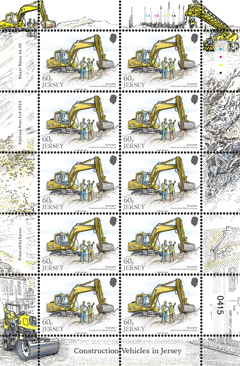 Construction Vehicles - 60p Sheet – Jersey Stamps