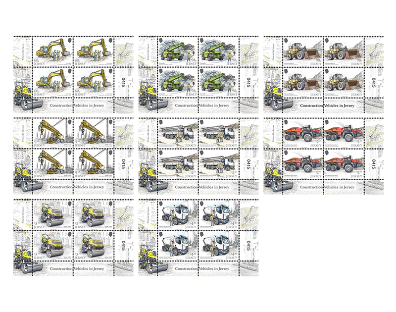 Construction Vehicles - Block of Four – Jersey Stamps