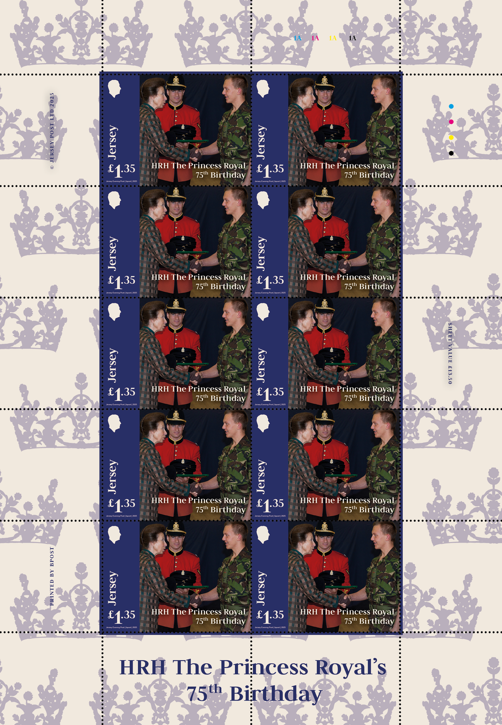 HRH The Princess Royal's 75th Birthday - £1.35 Sheet – Jersey Stamps