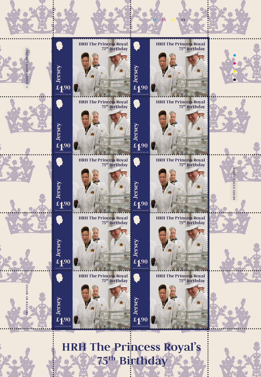 HRH The Princess Royal's 75th Birthday - £1.90 Sheet – Jersey Stamps