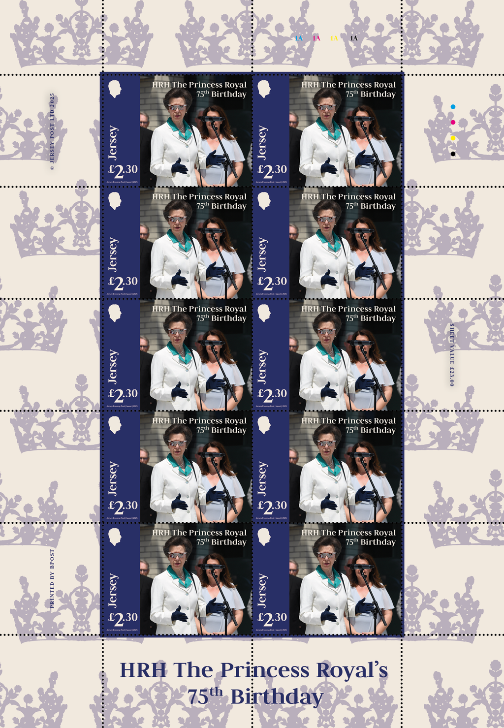 HRH The Princess Royal's 75th Birthday - £2.30 Sheet – Jersey Stamps