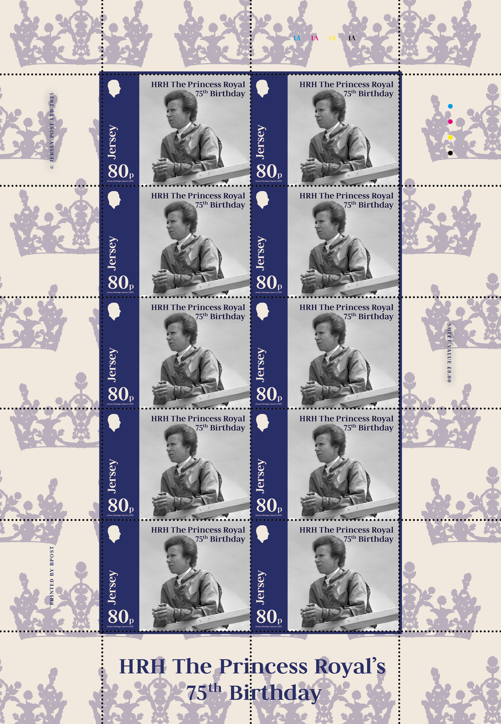 HRH The Princess Royal's 75th Birthday - 80p Sheet – Jersey Stamps