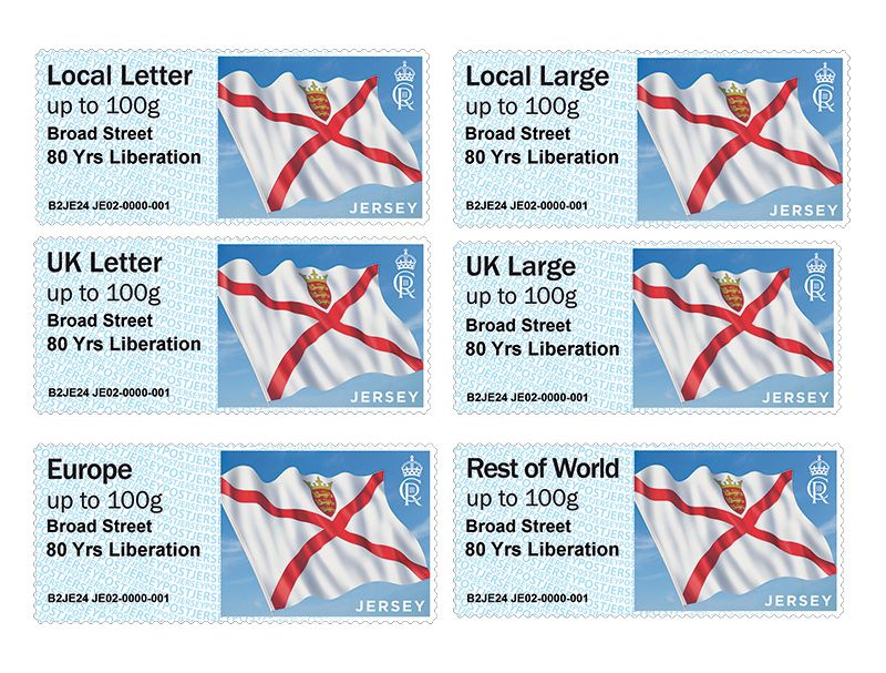 Post & Go JE02 -The flag of Jersey - 80 Yrs Liberation - Stamp Strip ...