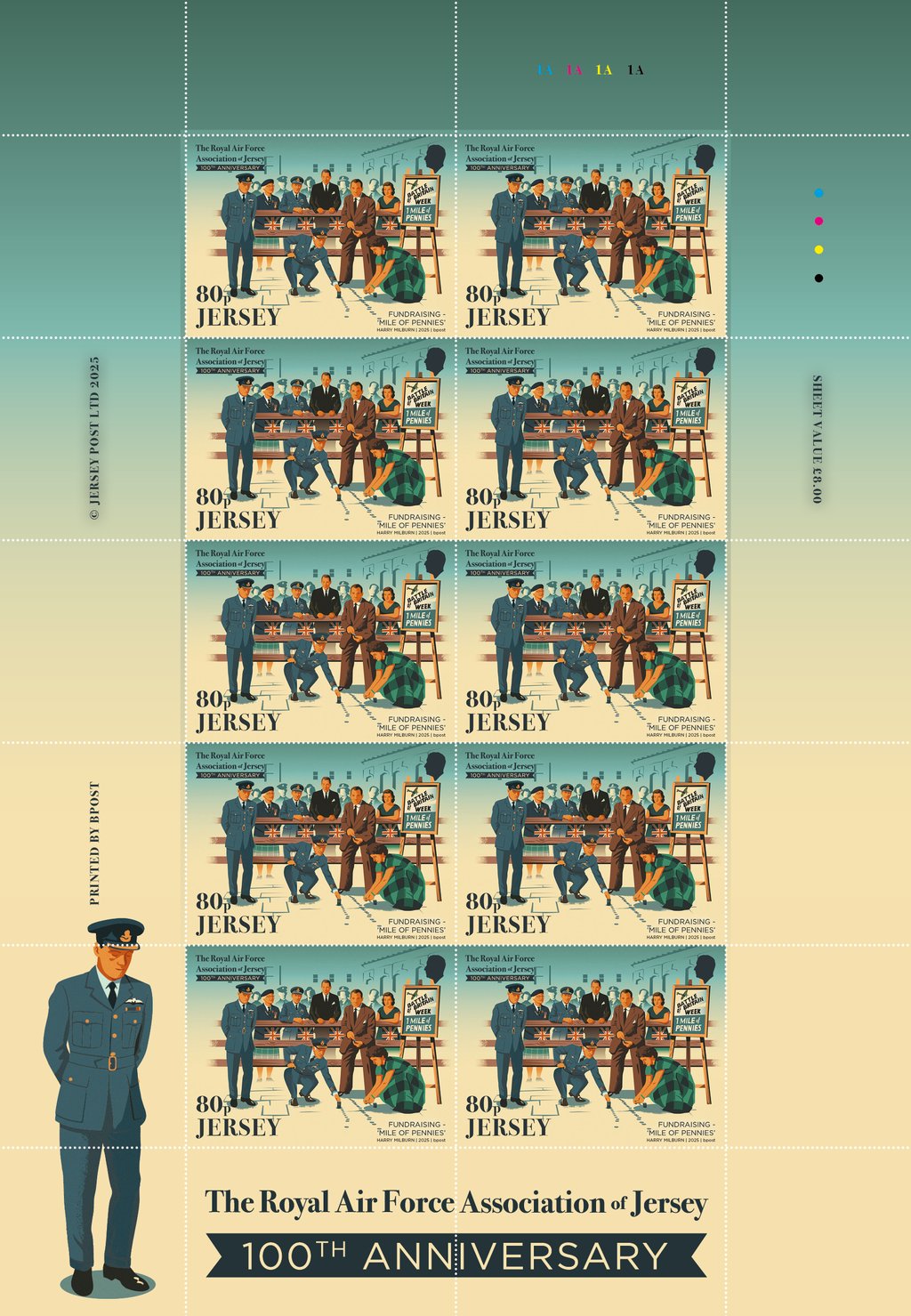 Royal Air Force Association of Jersey - 100th Anniversary - 80p Sheet ...