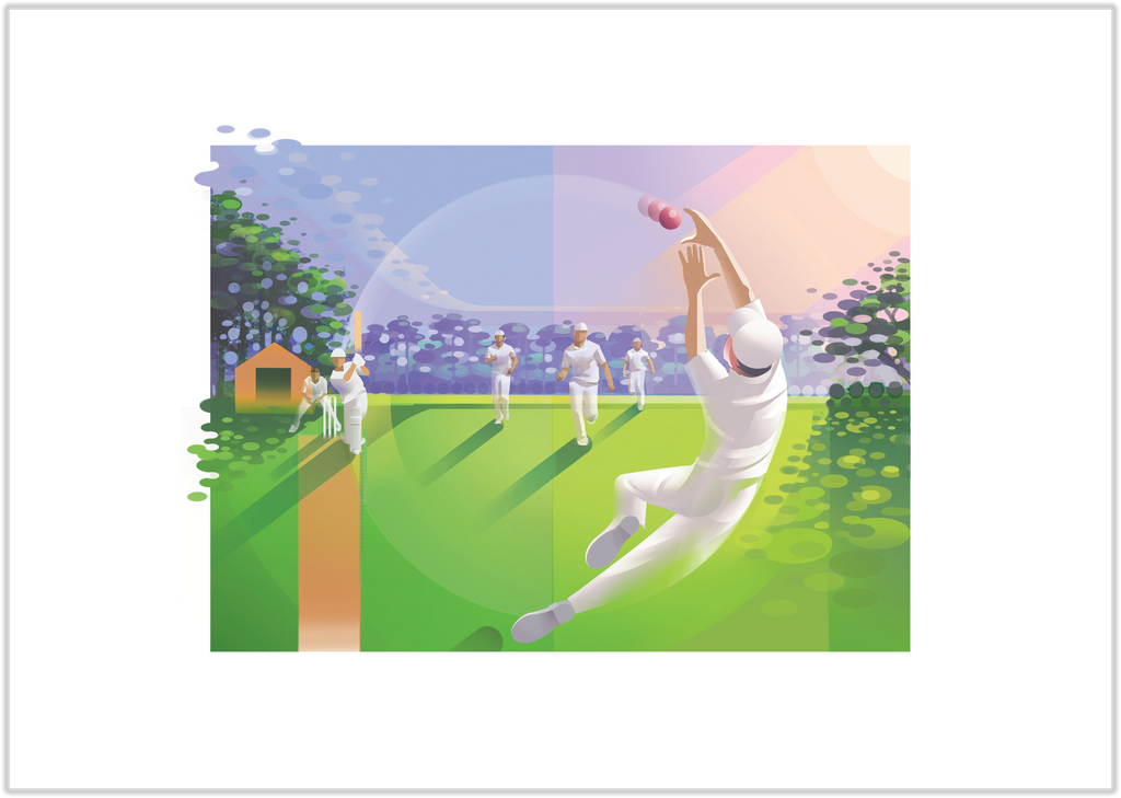 Jersey Cricket Fielding | Art Print | Buy Now – Jersey Stamps