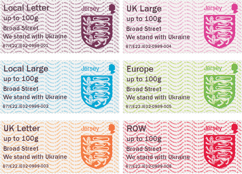 We Stand With Ukraine Overprint | Post & Go JE02: Jersey Crests Strip ...