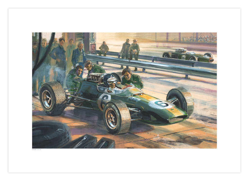 Buy Now | Formula One Art Prints | Jim Clark, Lotus 1965 – Jersey Stamps