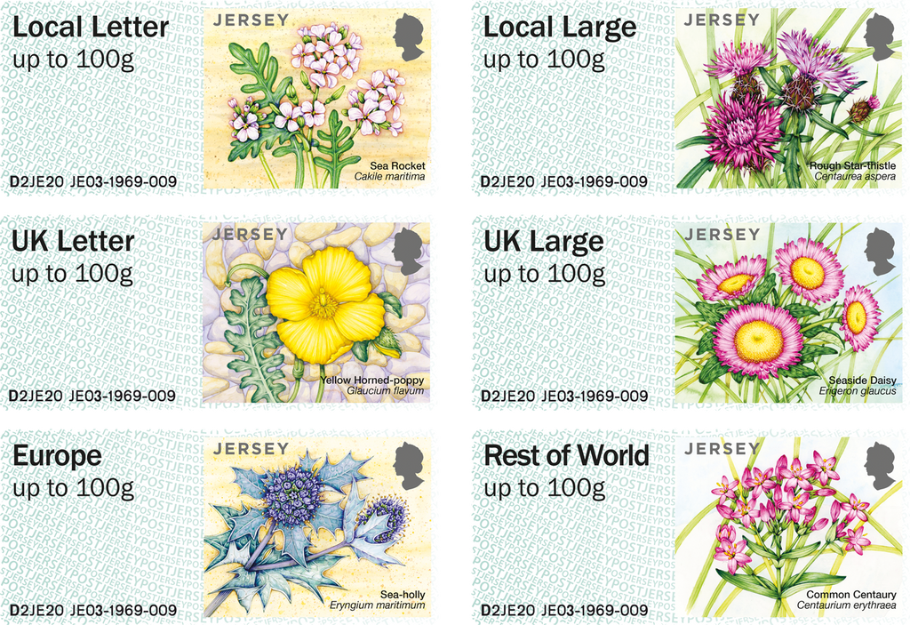 Post & Go JE03: Jersey Coastal Flowers - Mint Strip – Jersey Stamps