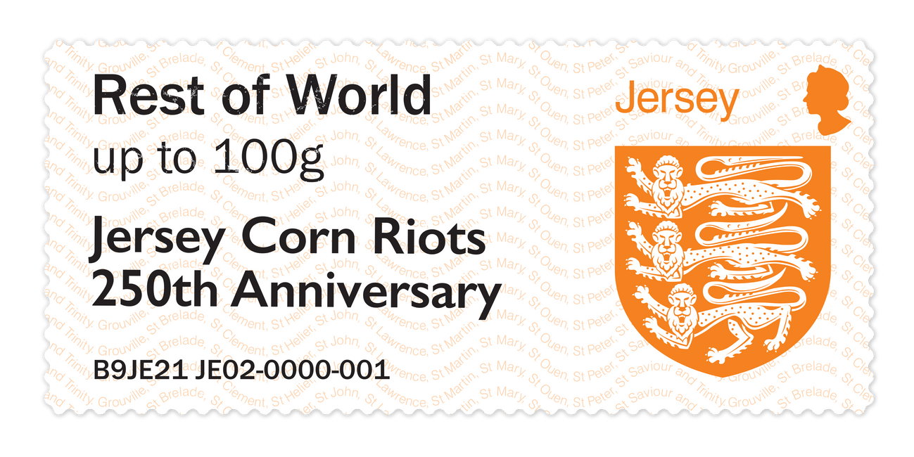 Corn Riots Overprint | Post & Go JE02: Jersey Crests Strip – Jersey Stamps